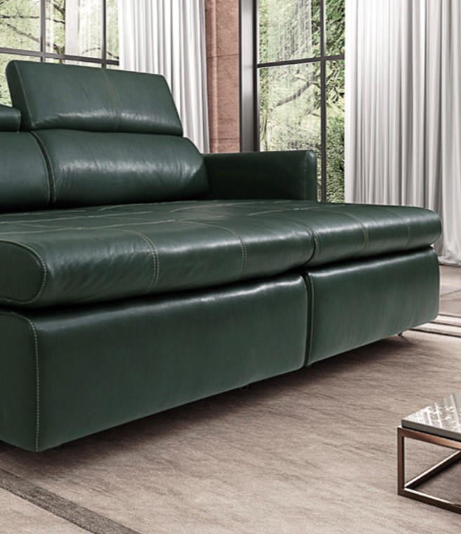 Sofa Santiago 2 Modulos Retratil e Reclinavel Couro 100% Natural Cor Verde – SOB ENCOMENDA ...